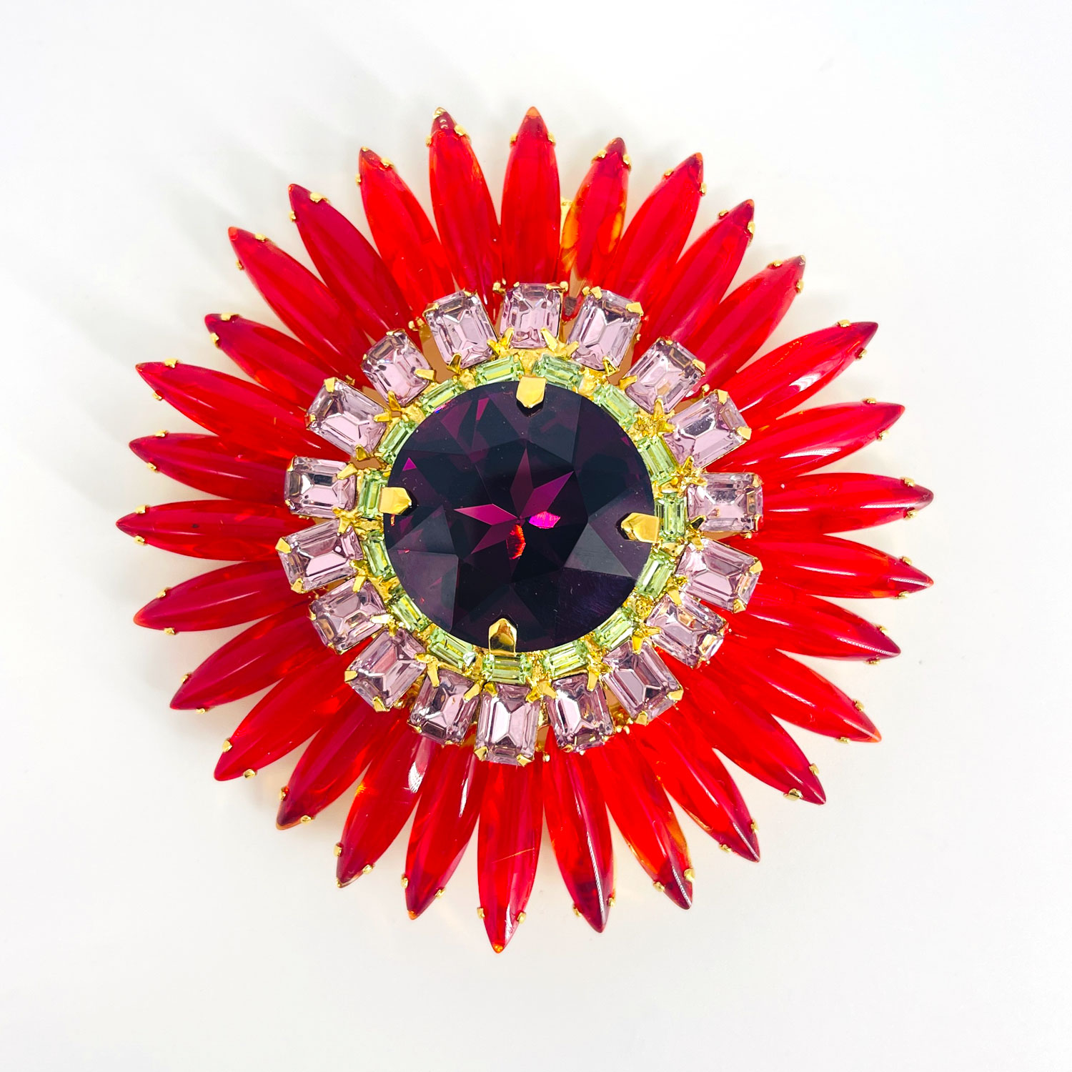 Amethyst and Orange Ruffle Brooch - Alan Anderson Design