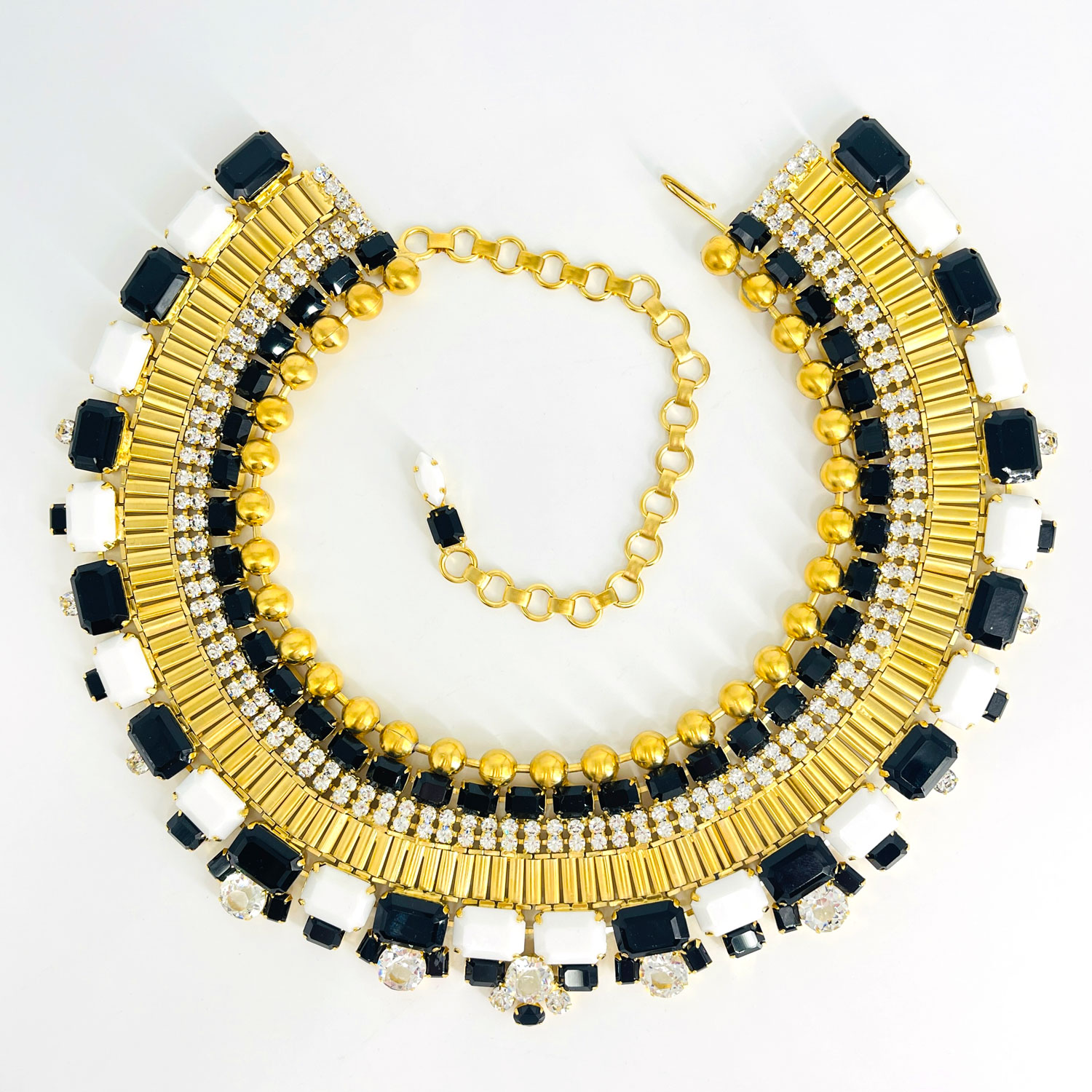 Black, White and Gold Cleopatra Collar Necklace - Alan Anderson Design