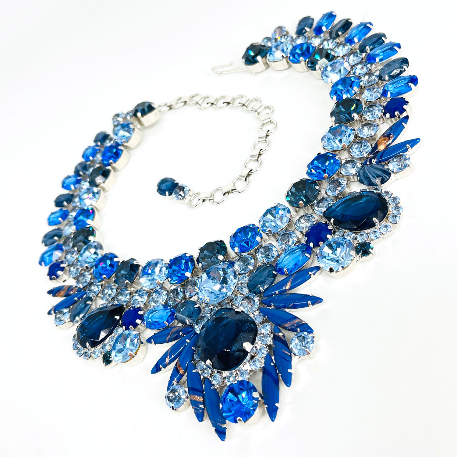 Multi Blue Lacey Bib Necklace - Alan Anderson Design